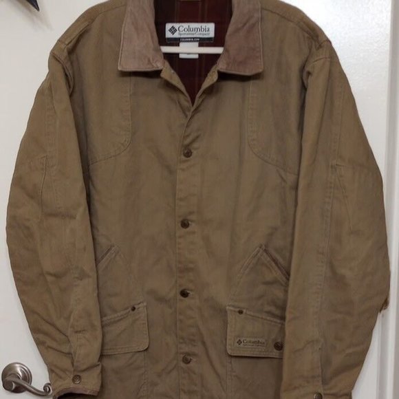 Columbia | Jackets & Coats | Columbia Canvas Leather Trim Flannel Lined ...